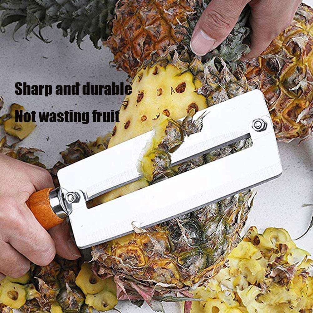 SUPER ZR Sugar Cane Peeler Knife Sugarcane Peeling Kinves Pineapple Peeling Knife Artifact Planing Knife-Stainless Steel-Natural Non-slip Wooden Handle