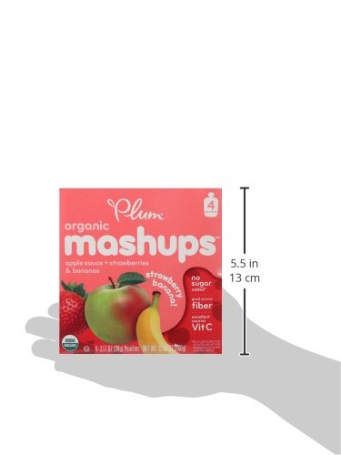 Plum Organics Applesauce, Strawberry & Banana, 3.17 Oz, 4 Ct