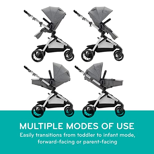 Evenflo Pivot Xpand Modular Stroller, Baby Stroller, 4 Modes, Durable Construction, Extra-Large Storage Basket, Compact Folding Design, 55-lb Capacity, Stallion Black-1 Count (Pack of 1)