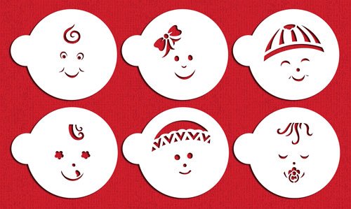 Designer Stencils Baby Faces Cookie Stencil, Fits 3" circle, Beige/Semi-Transparent