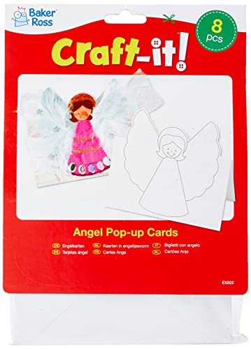 Baker Ross EX822 Christmas Angel Pop Up Cards - Pack of 8, for Children to Make and Embellish This Festive Season