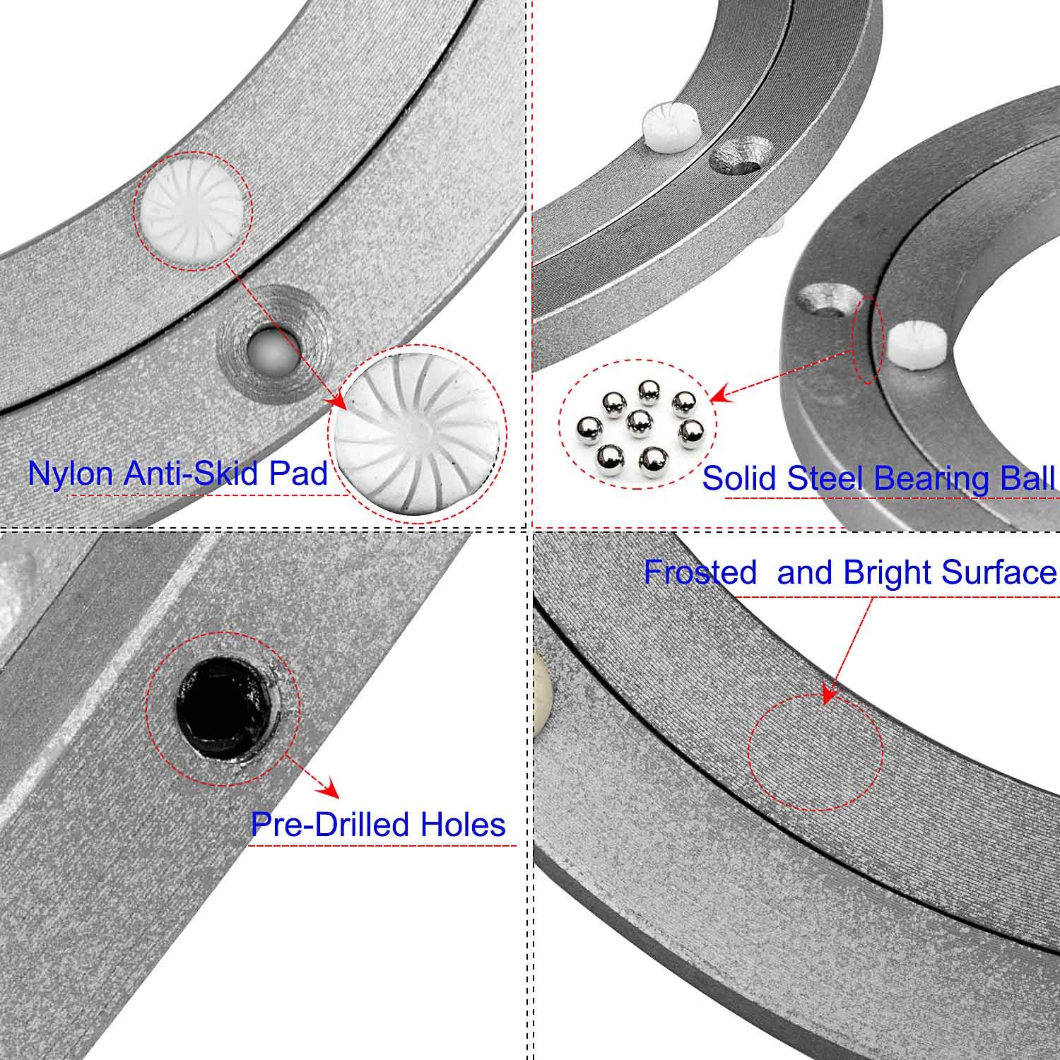 8 Inch Lazy Susan Hardware, A+Selected Heavy Duty Aluminium Lazy Susan Turntable, Sliver Rotating Turntable Bearing Table Base, Round Swivel Plate for Glass, Granite or Wood Kitchen Ding Table