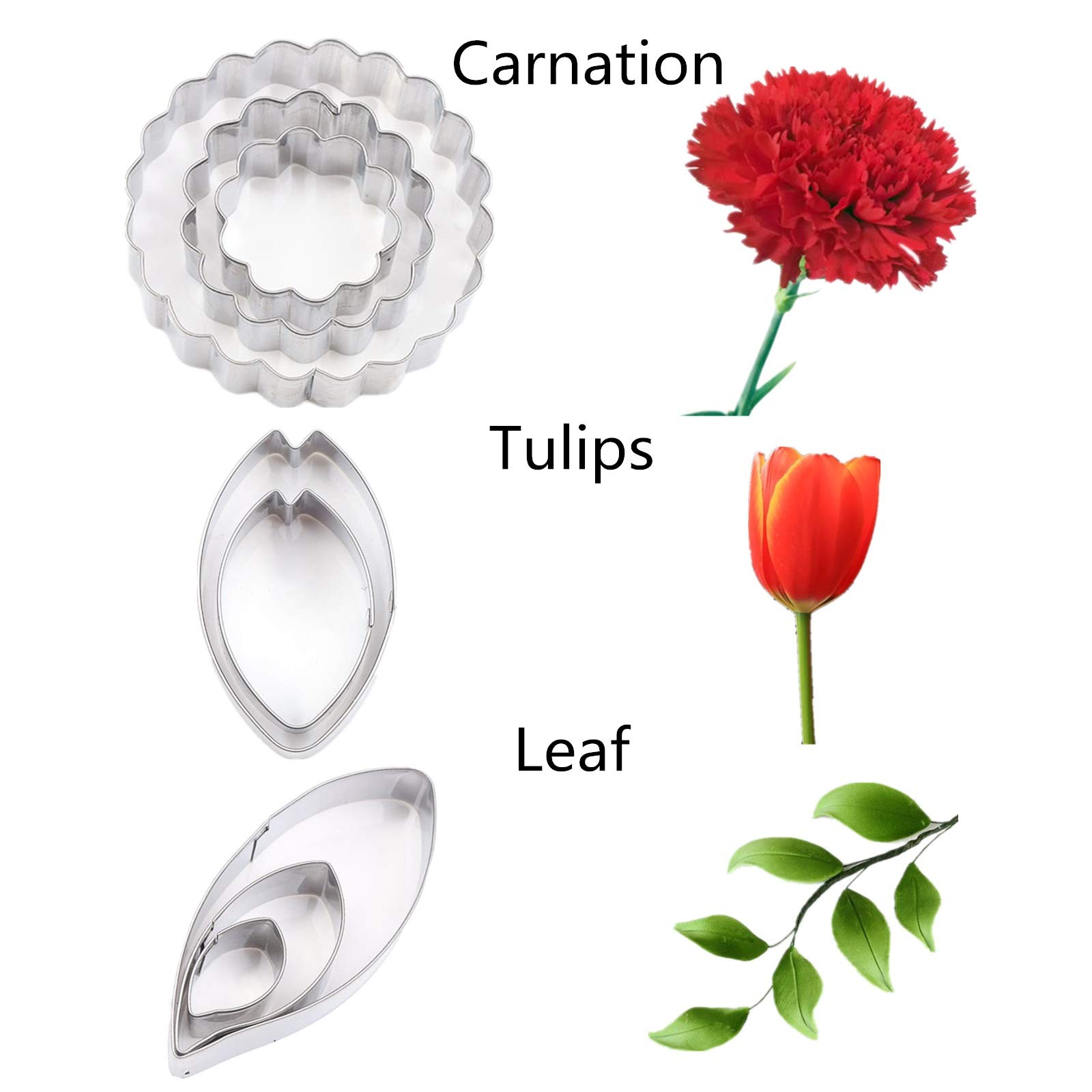 7set Stainless Steel Gum Paste Fower Cutter Set Fondant Flower Leaves Cutter Sugarcraft Cookie Cutter DIY Making Tools for Cake decorating Making Tools for Cake decorating