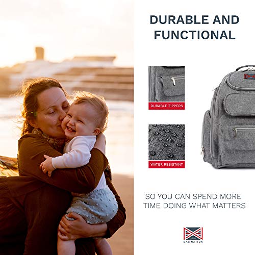 Bag Nation Extra Large Diaper Bag Backpack with Changing Station | Ideal for Twins or 2 Babies | Unisex 3 in 1 with Stroller Straps | Holds All Your Baby’s Essentials (Black)