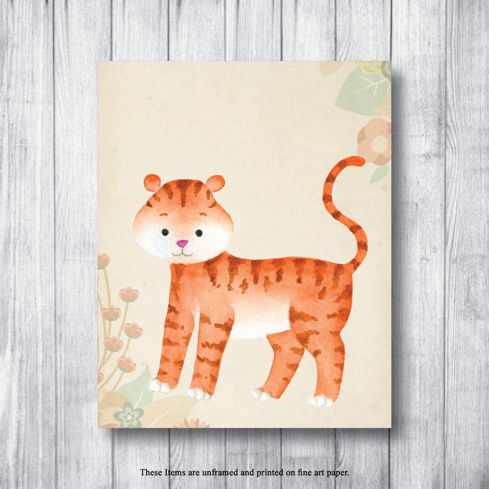 Safari Nursery Decor Jungle Baby Animals Prints for Nursery Decor Art - Large Giant Collection - 6 UN-Framed Neutral Kids Stuff Animal Theme Wall Prints. Elephant Giraffes boy Lion Buddies (5x7)