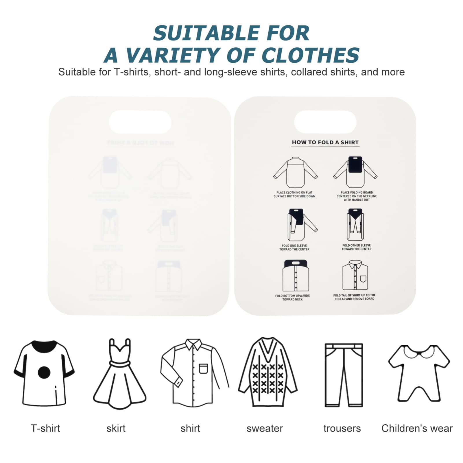 VOSAREA 2pcs Shirt Folding Board Cardboard Laundry Organization Small Shelf for Toaster Laundry Folding Board Laundry Organizer Clothing Pp Trouser Press White Household Travel