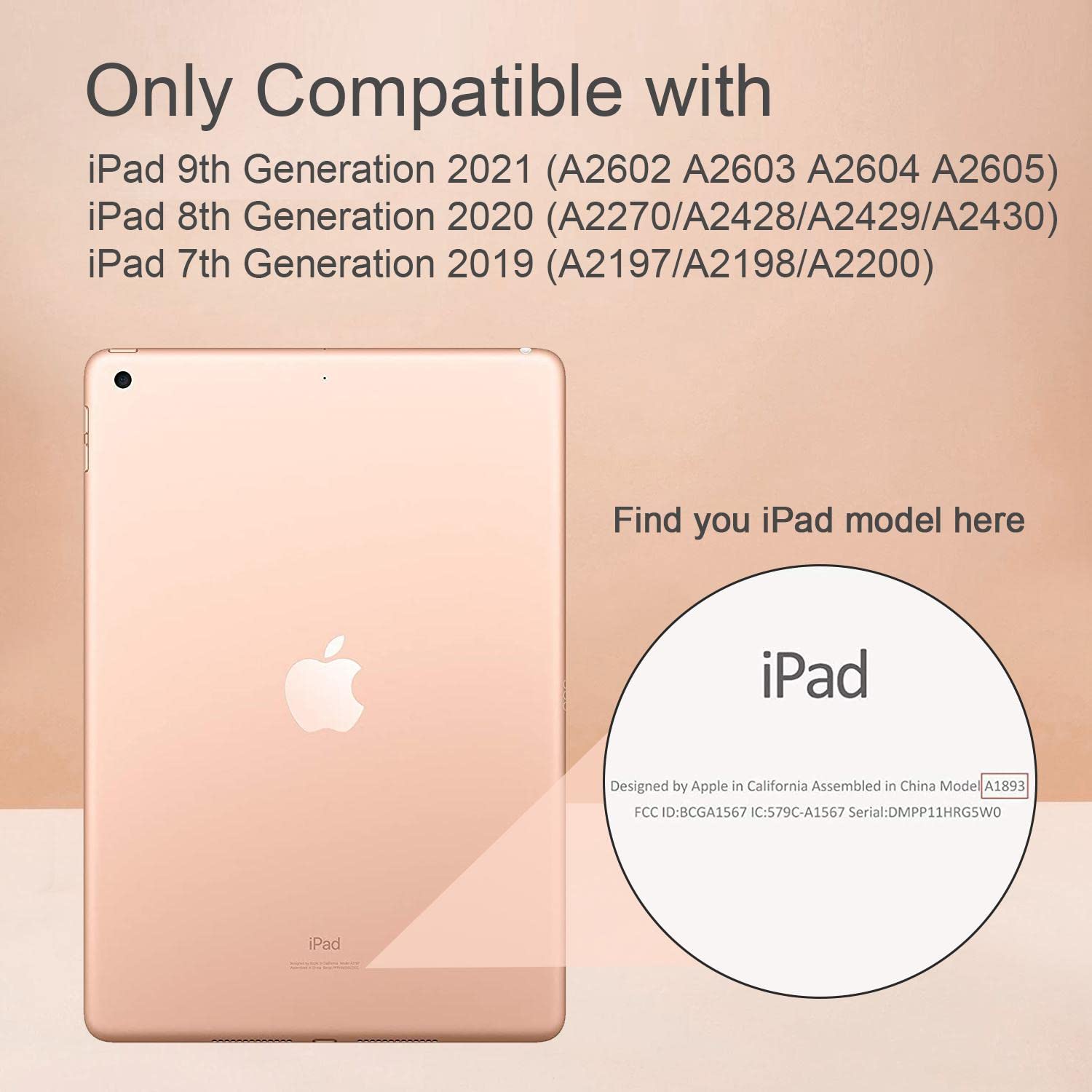 ZoneFoker for iPad 9th Generation Case, for iPad 8th/7th Generation 10.2 inch Case 2021/2020/2019,Clear Glitter Slim Shockproof Hard iPad 9 8 7 Gen Cute Cover with Stand for Kids/Girls/Women