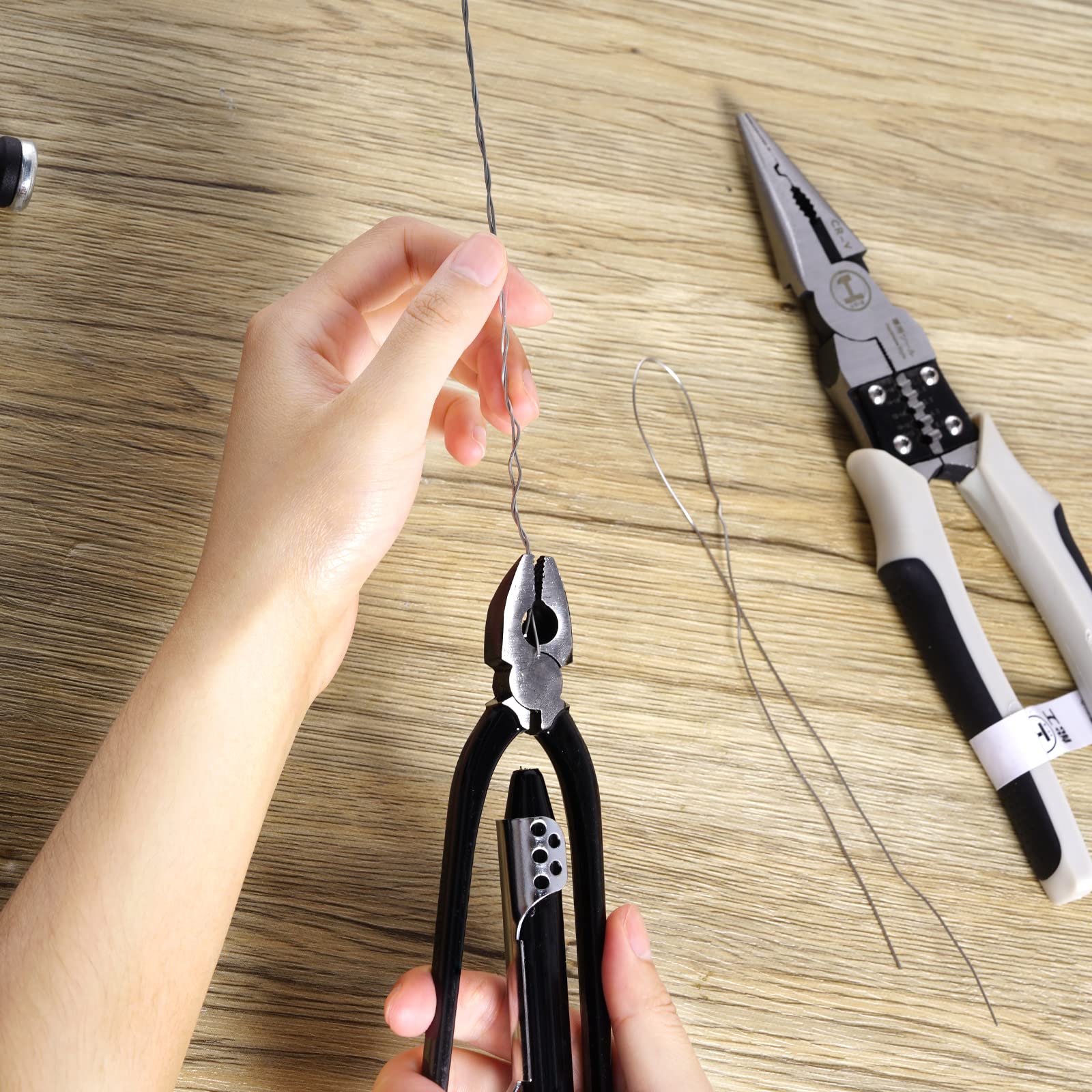 6 Inch Safety Wire Pliers, Wire Twisting Tool Lock Wire Pliers with 25' Stainless Steel Wire, Heavy Duty Wire Twisting Tool for Aircraft Machinery Vehicles