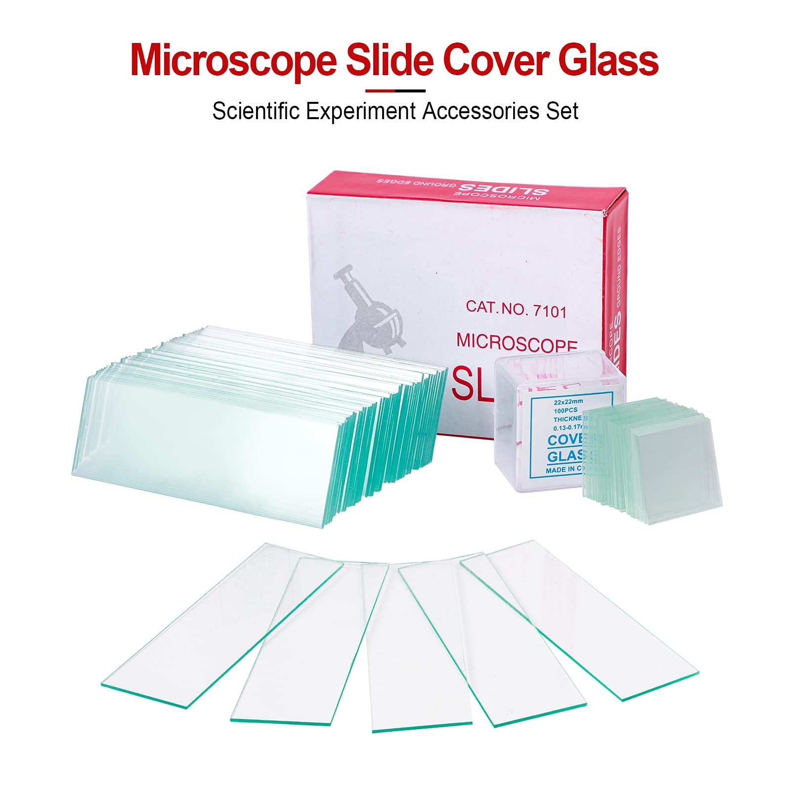 Pre-Cleaned Blank Microscope Slides Kit丨50PCS Ground Edge Glass Microscope Slides and 100PCS Square Cover Glass Slips Coverslips Set for Lab Science