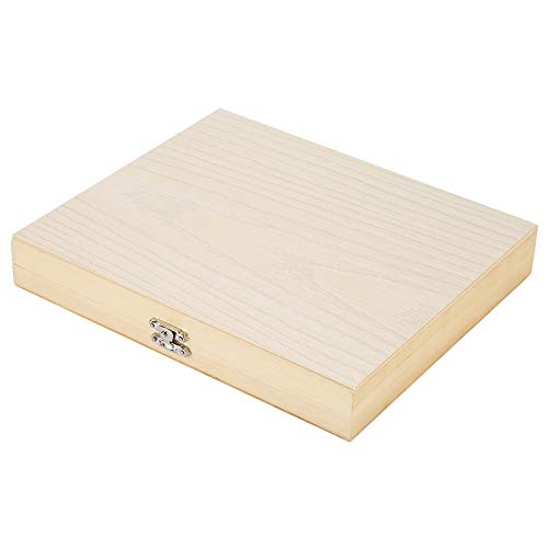 Wooden Box with Lock Storage Glass Slide Storage for Lab Glass Prepared Microscope Slides Storing Tool 22.8x18.8x3.5cm / 9x7.4x1.4in for Educational Use