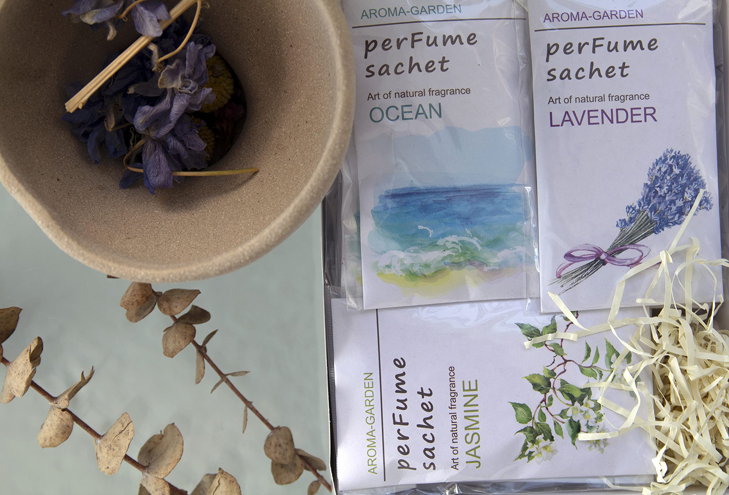 Aroma-Garden Scented Sachet, 12 Pack -Cote d’Azur- Fragrance Sachets for Home, Wardrobe, Shoes Cabinet. Scented Sachet Bags Lavander & Ocean.