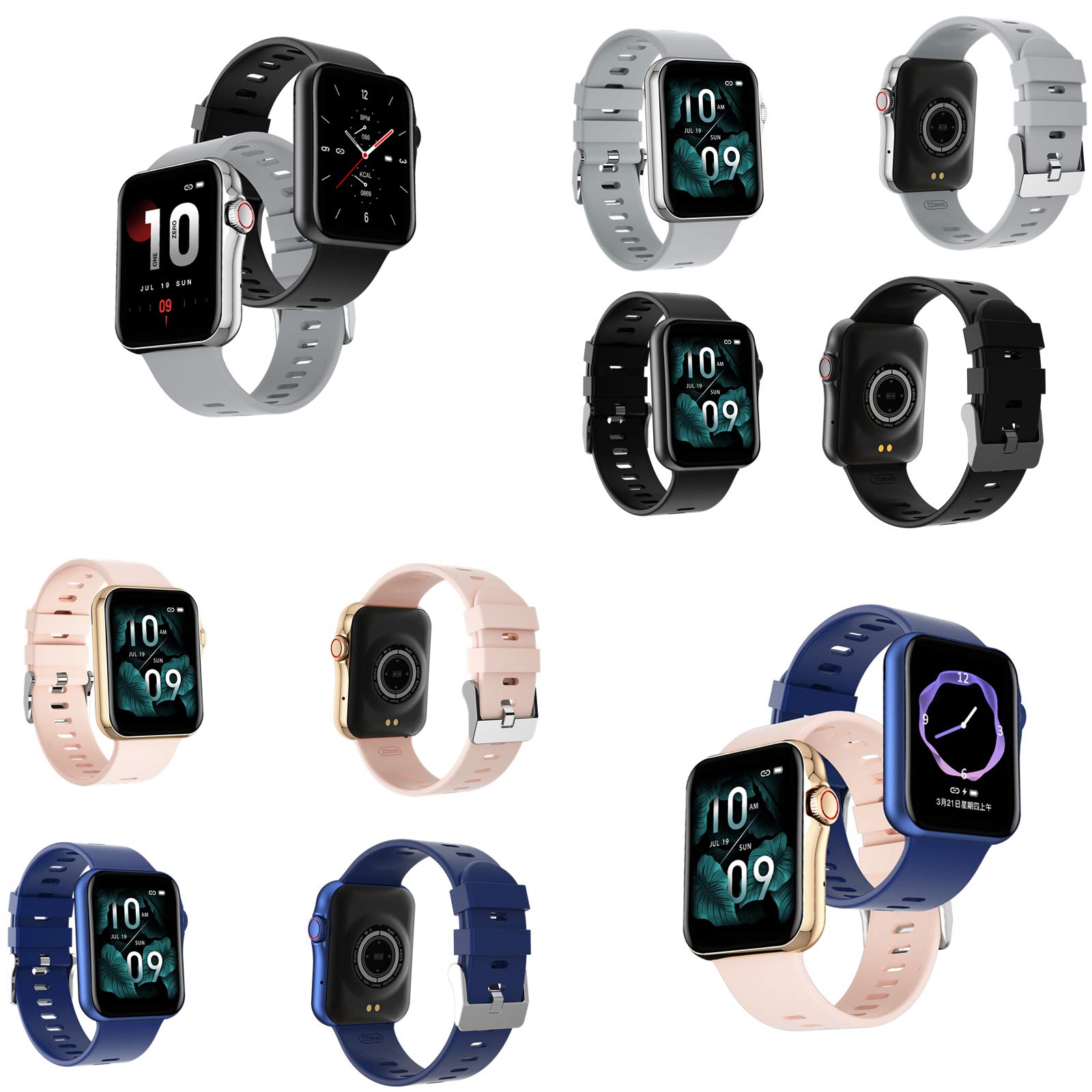 PADY-Wearable Technology D06 Smart Watch Smart Bracelet Fitness Tracker 1.6 inch IPS HD Full Touch Display Bluetooth Call Smartwatches Watch Split Screen Calling Waterproof for Women Men (Black) D6