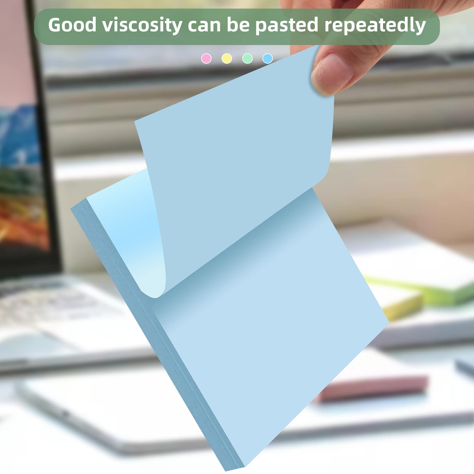 8 Packs Colored Sticky Notes, 3"x3" Self-Stick Pads with 640 Sheets in Total, 80 Sheets/Pack, Perfect for Office, Home, School, Meetings