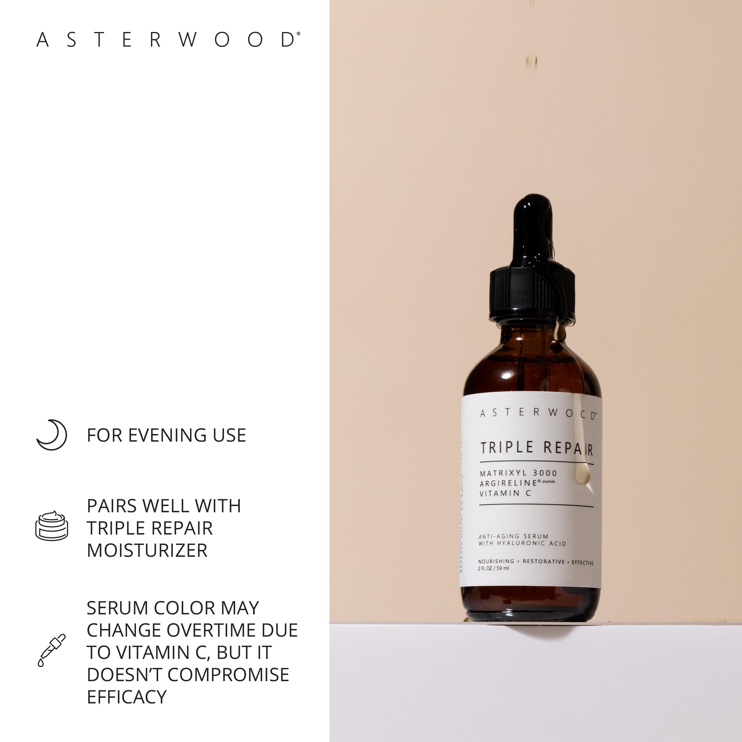 Asterwood Hyaluronic Acid Serum 1 oz + Triple Repair Matrixyl 3000 Serum 1 oz