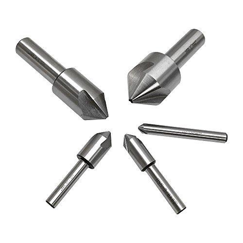 5 PC 3 Flute HSS Countersink 1/4", 3/8", 1/2", 3/4" & 1" Set