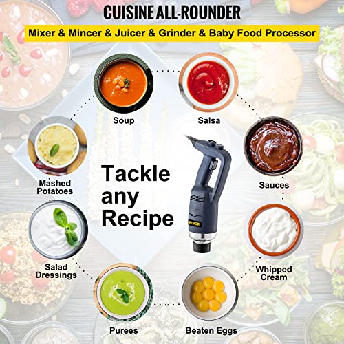 VBENLEM Commercial Immersion Blender 500W Power, Hand Held Mixer with 19.7-Inch 304 Stainless Steel Removable Shaft, Electric Stick Blender Variable Speed 4000-16000RPM