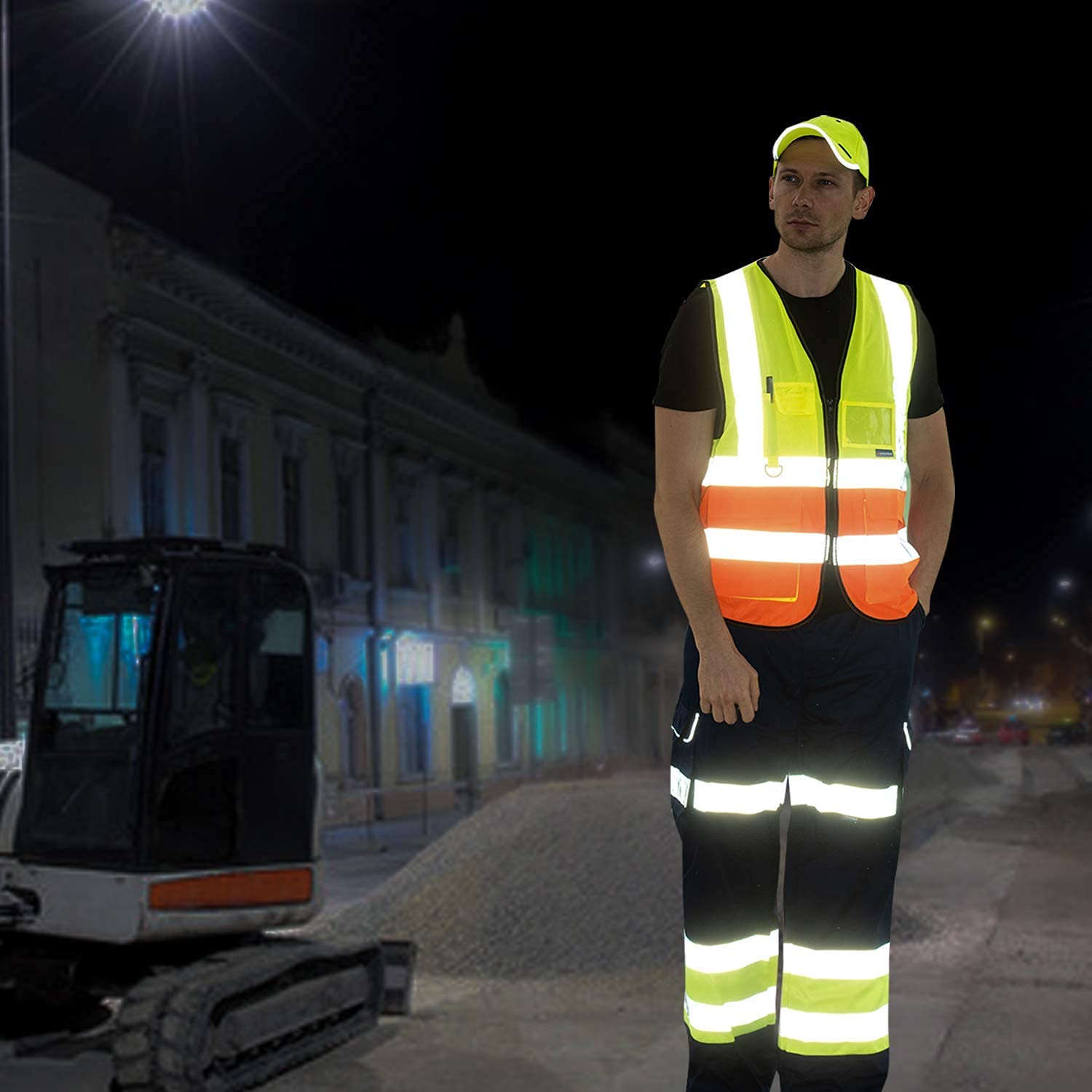A-SAFETY Pink High Visibility Vest,Reflective Safety Vest Workwear 7 Pockets Hi Vis Durable Vest with Reflective Tapes 4 Lower Pockets,Small