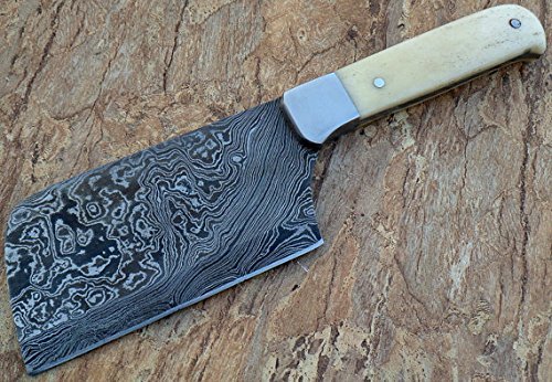 Limited Stock - RT-09, Handmade Damascus Steel Cleaver Knife – Bone Handle