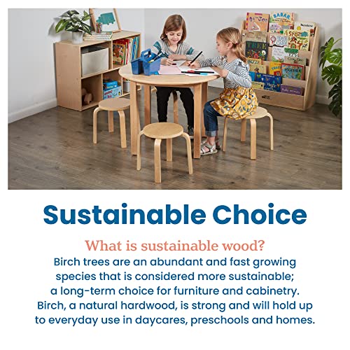 ECR4Kids Bentwood Round Table and Stool Set, Children's Furniture, Natural, 5-Piece