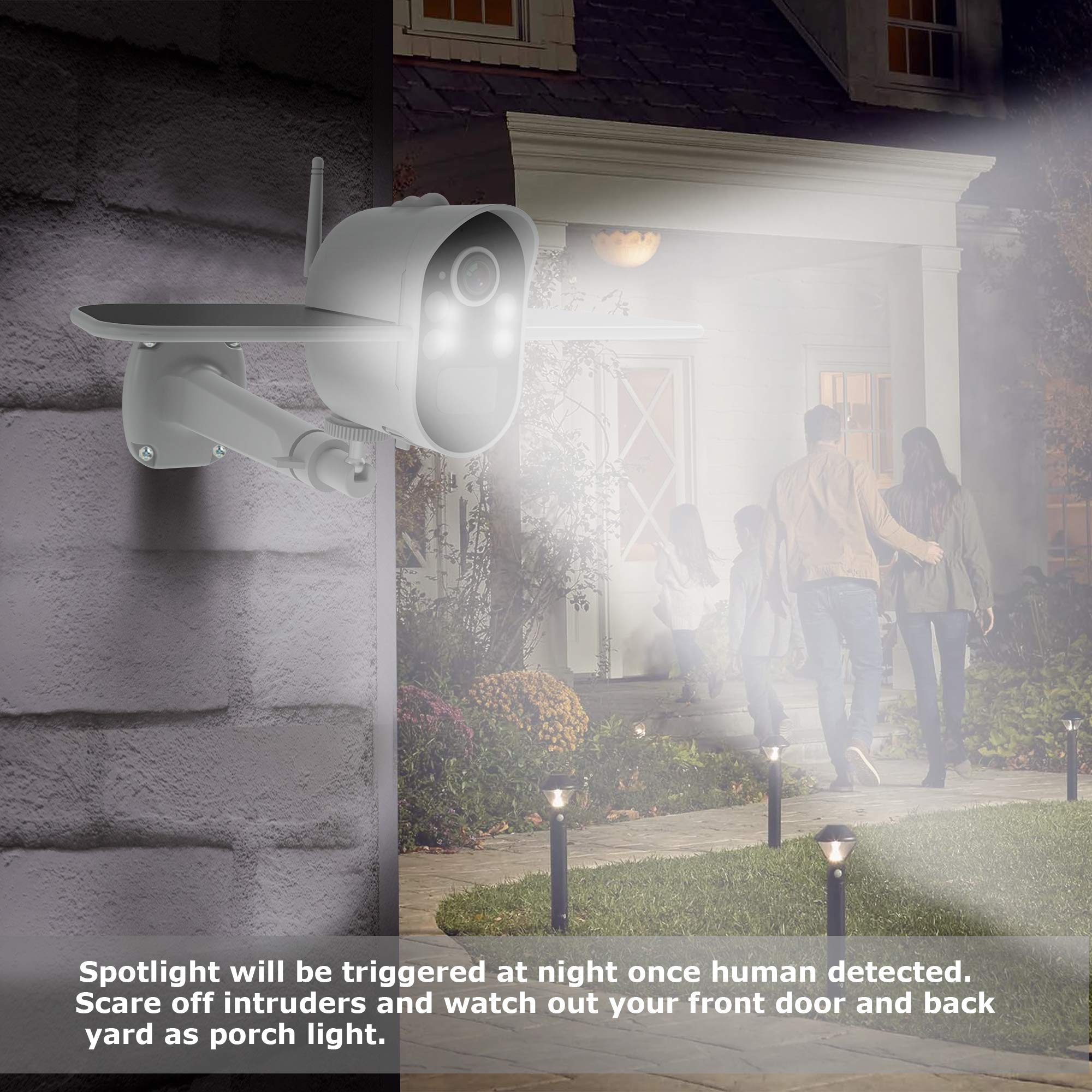 SOLIOM Wireless Rechargeable Battery Powered Solar Outdoor Security Camera Home Surveillance WiFi Camera with Spotlight Color Night Vision,Motion Activated,2-Way Audio and IP66 Waterproof S100