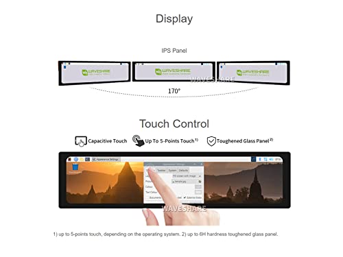 Waveshare 11.9inch Capacitive Touch Screen LCD Compatible with Raspberry Pi 5/4B/3B+/3A+/2B/B+/A+/Zero/Zero W/WH/Zero 2W CM3+/4 320×1480 Resolution HDMI IPS Supports Jetson Nano/Windows
