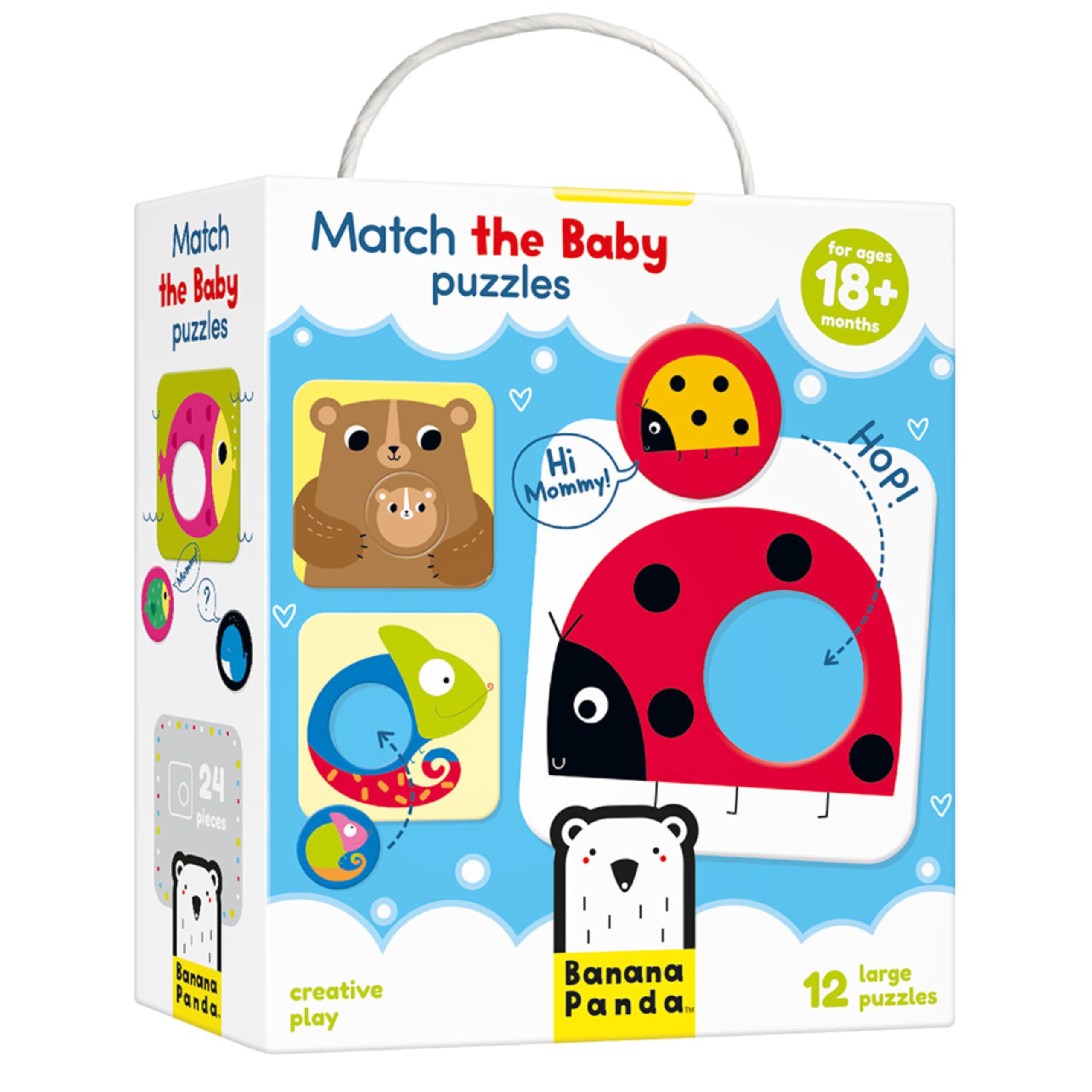 Banana Panda Match The Baby Toddler Puzzles and Matching Activity - Set includes 12 Large 2-Piece Beginner Puzzles with Round Elements to Mix and Match - for kids ages 18 months and up