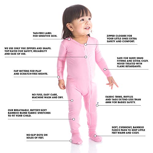 KicKee Welcome Home Footie with Zipper, Boy or Girl One-Piece, Super Soft Baby Clothes (Spring Sky Stork - 0-3 Months)