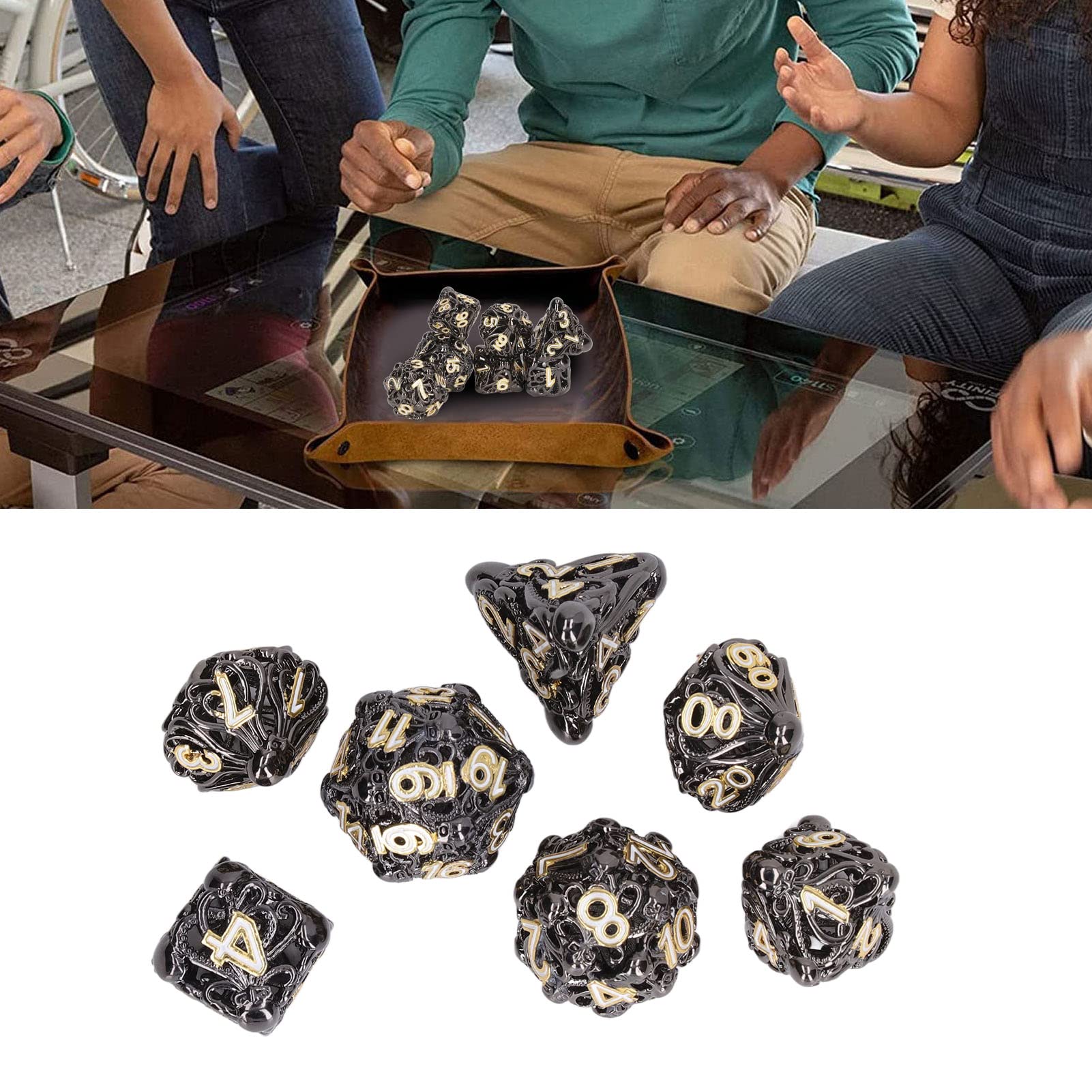 7pcs Hollow Dice Kit, Brass Hollow Dice Set for Game