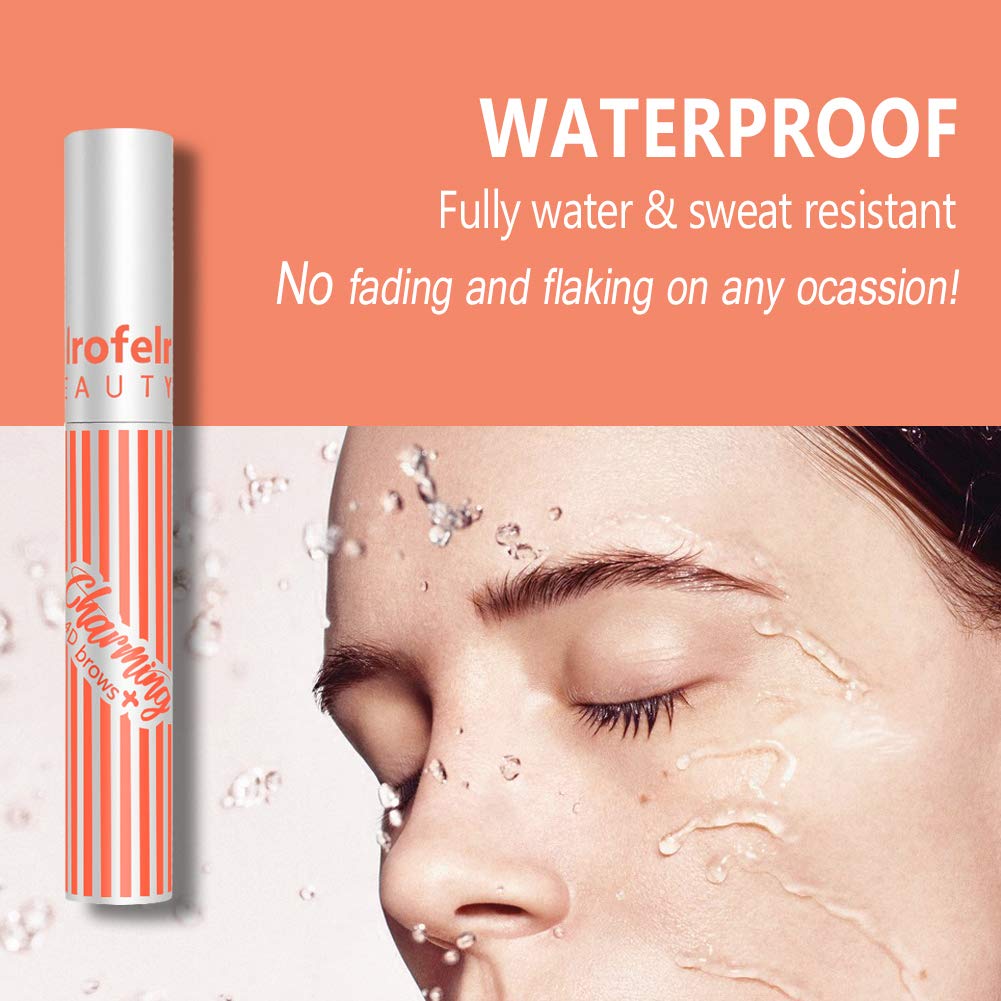 4D Charming Tinted Eyebrow Gel, Cilrofelr Waterproof Eyebrow Gel with Spoolie Brush & Eyebrow Razor, Long Lasting, Non-Sticky, For Natural Brow Looking, Cruelty Free & Paraben Free, Medium Brown, 5.0g