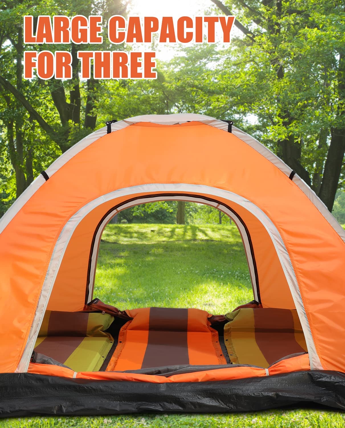 3 Person Camping Dome Tent - Family Waterproof Backpack Tents with Top Rainfly, Ultralight Easy Set Up for Camping, Backpacking, Hiking & Outdoor