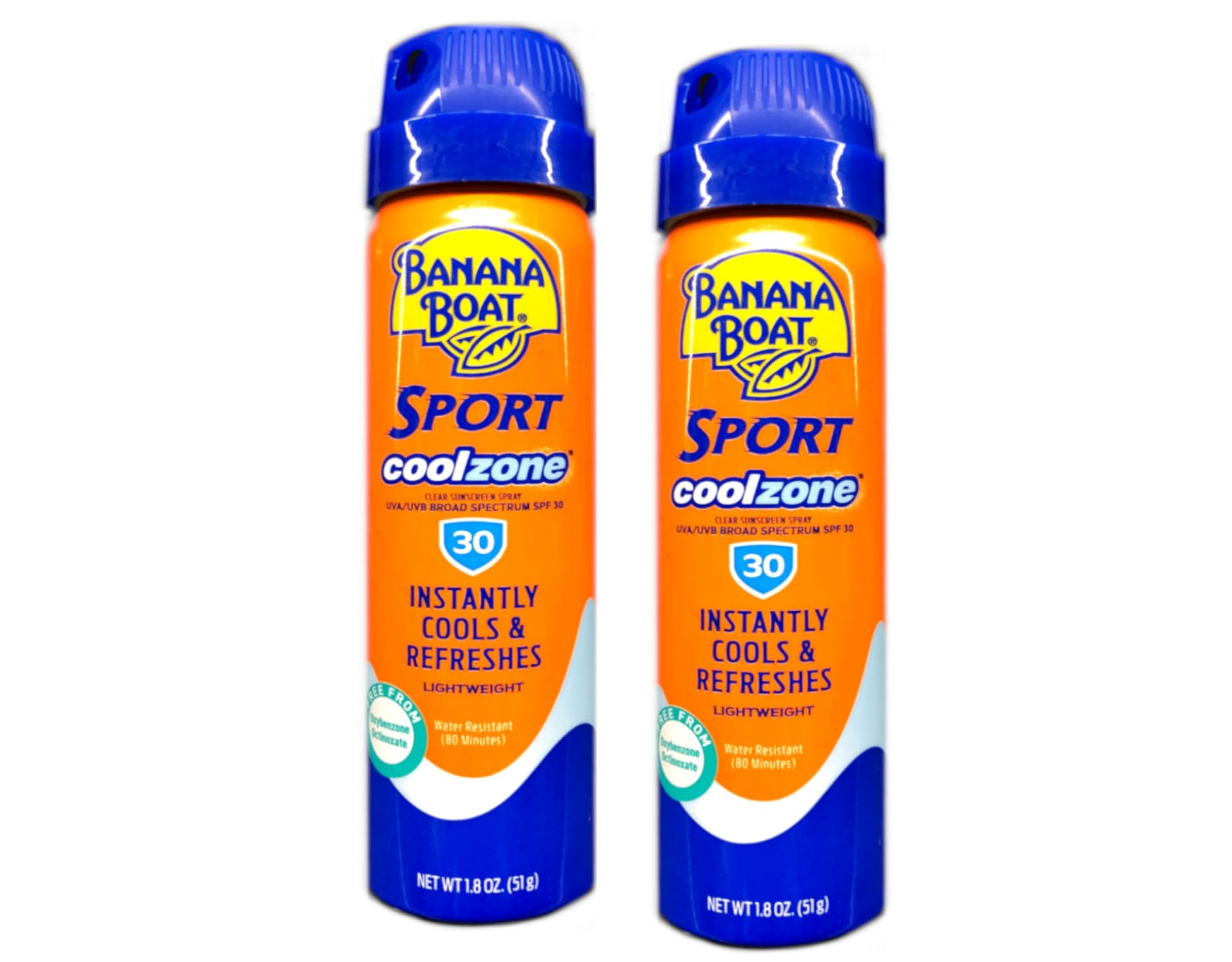 Banana Boat Sun Screen Sport Spray SPF 30 UltraMist Coolzone 1.8 oz (Travel Size), 2 units