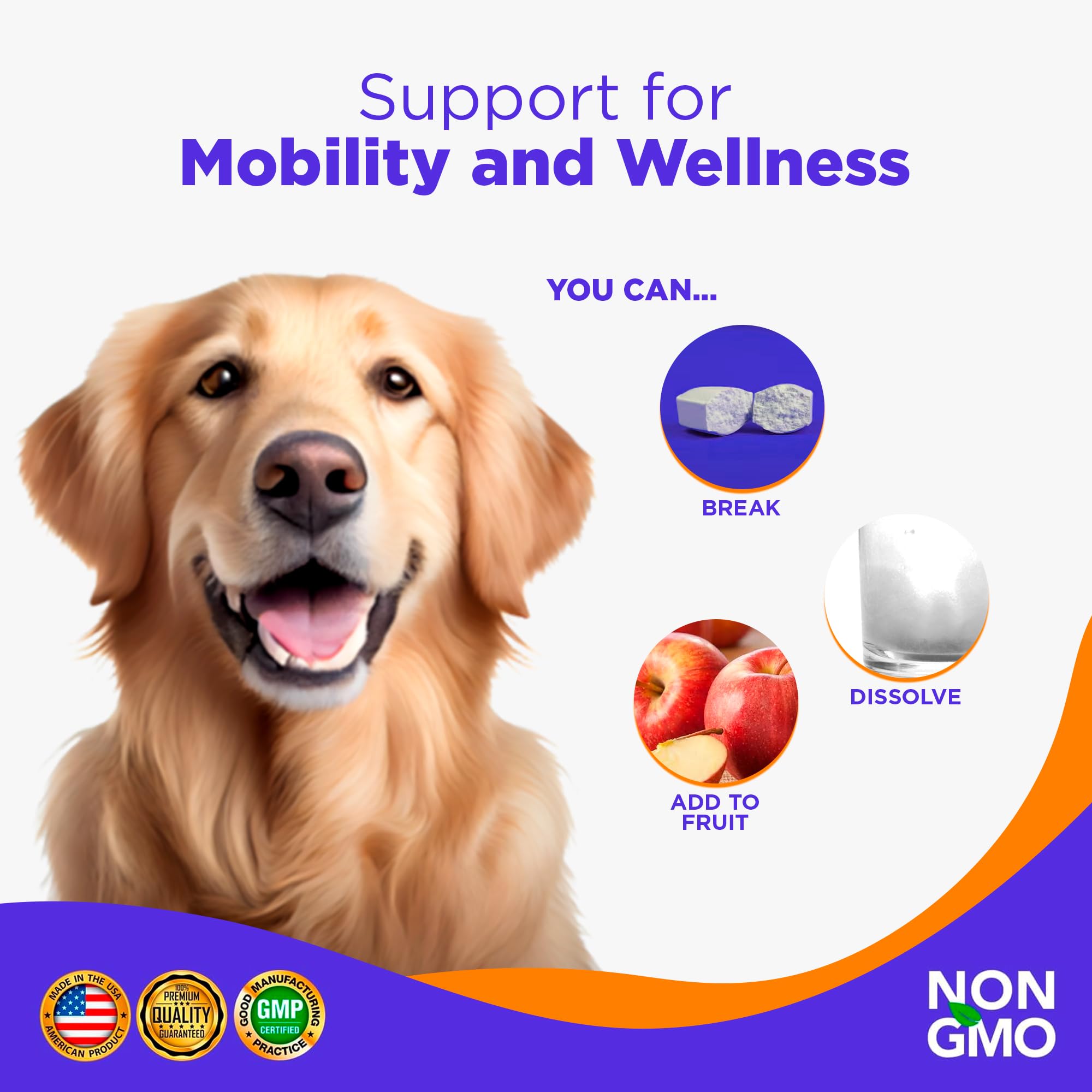 Supplement Anti Inflammatory for Dogs with Turmeric, Hip, and Joint - Dog Arthritis Pain Relief, Support for Mobility & Wellness, USA Made-GMP Certified, Non-GMO, 120 Tablets - Jack & Milo