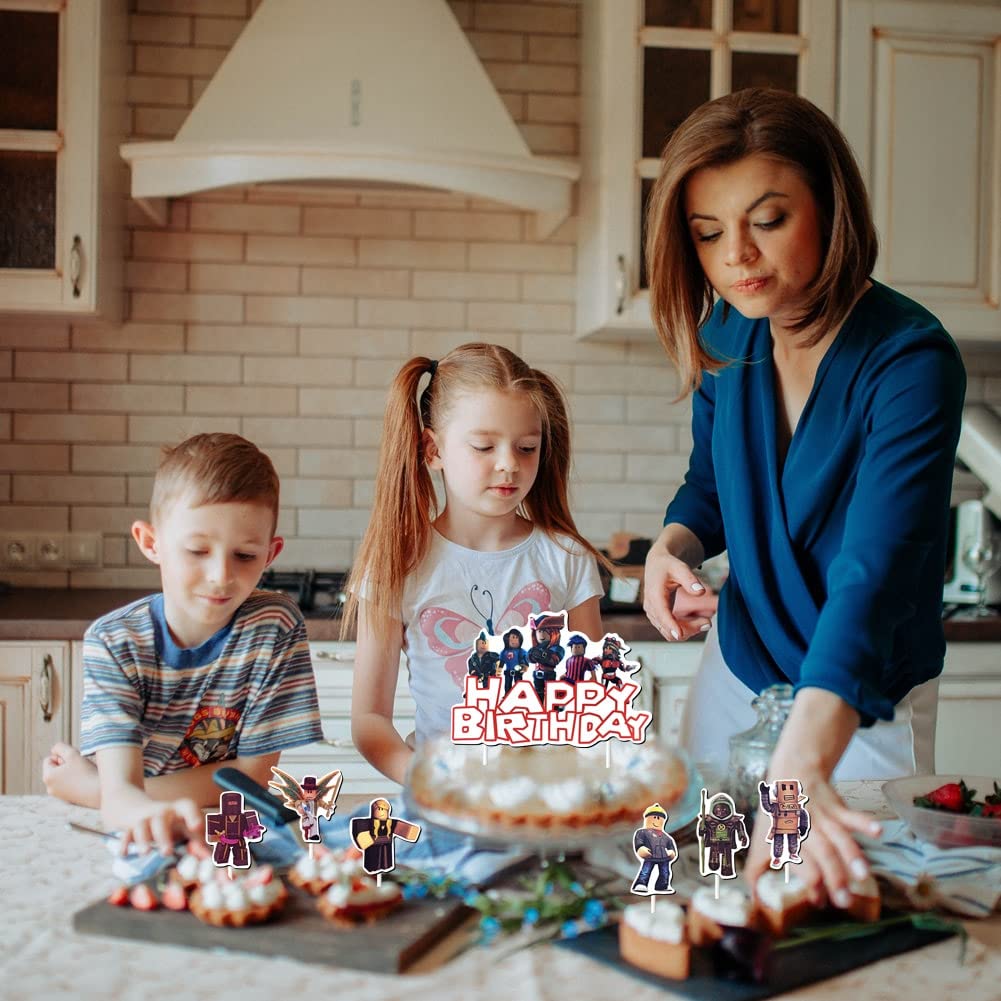 25 Pcs Game Birthday Cake Toppers and Cupcake Toppers for Boys Girls - Theme Party Decorations Supplies