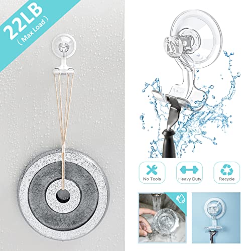 VIS'V Suction Razor Hooks, Clear Removable Suction Cup Razor Holder Shower Wall Heavy Duty Suction Shaver Holder Bathroom Kitchen Suction Hooks for Razor Towel Loofah Utensils Plug Wreath - 2 Pcs