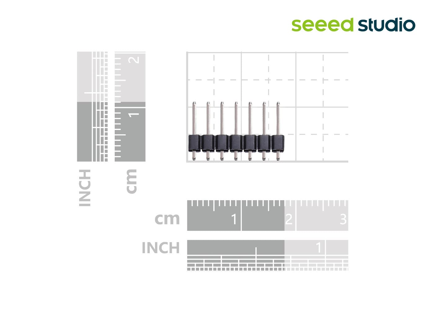 7pin Male Header for Seeed Studio XIAO Series Board (5 pcs), 2.54 mm (0.1 in) Apart.