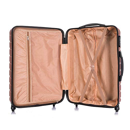 Apelila Fridtrip Carry On Luggage with Spinner Wheels Luggage Sets Travel Suitcase Hardshell Lightweight (Rose Gold, 4 PCS)