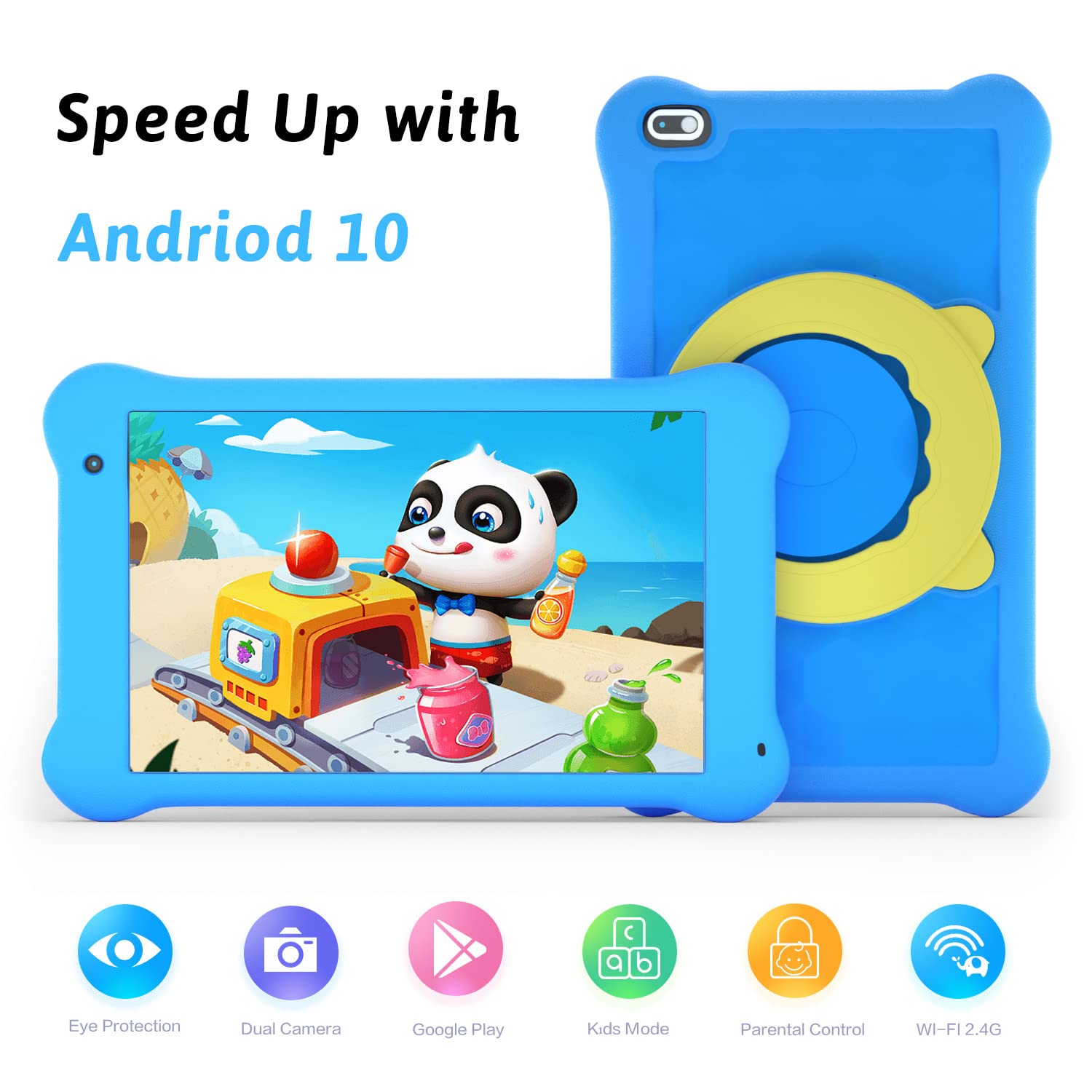 AEEZO Kids Tablet 7 inch WiFi Android 10 Tablet PC FHD 1920x1200 IPS Screen, 2GB RAM 32GB ROM, Parental Control Tablet (Pink) (New Pink)