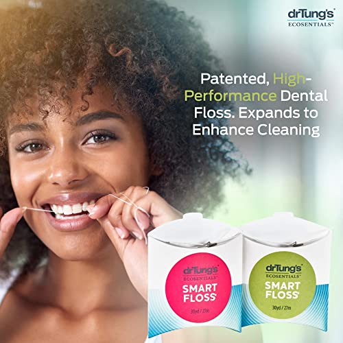 DrTung's Smart Floss - Natural Floss, PTFE & PFAS Free Floss, Gentle on Gums, Expands & Stretches, BPA Free Floss - Natural Dental Floss Cardamom Flavor (Pack of 11)