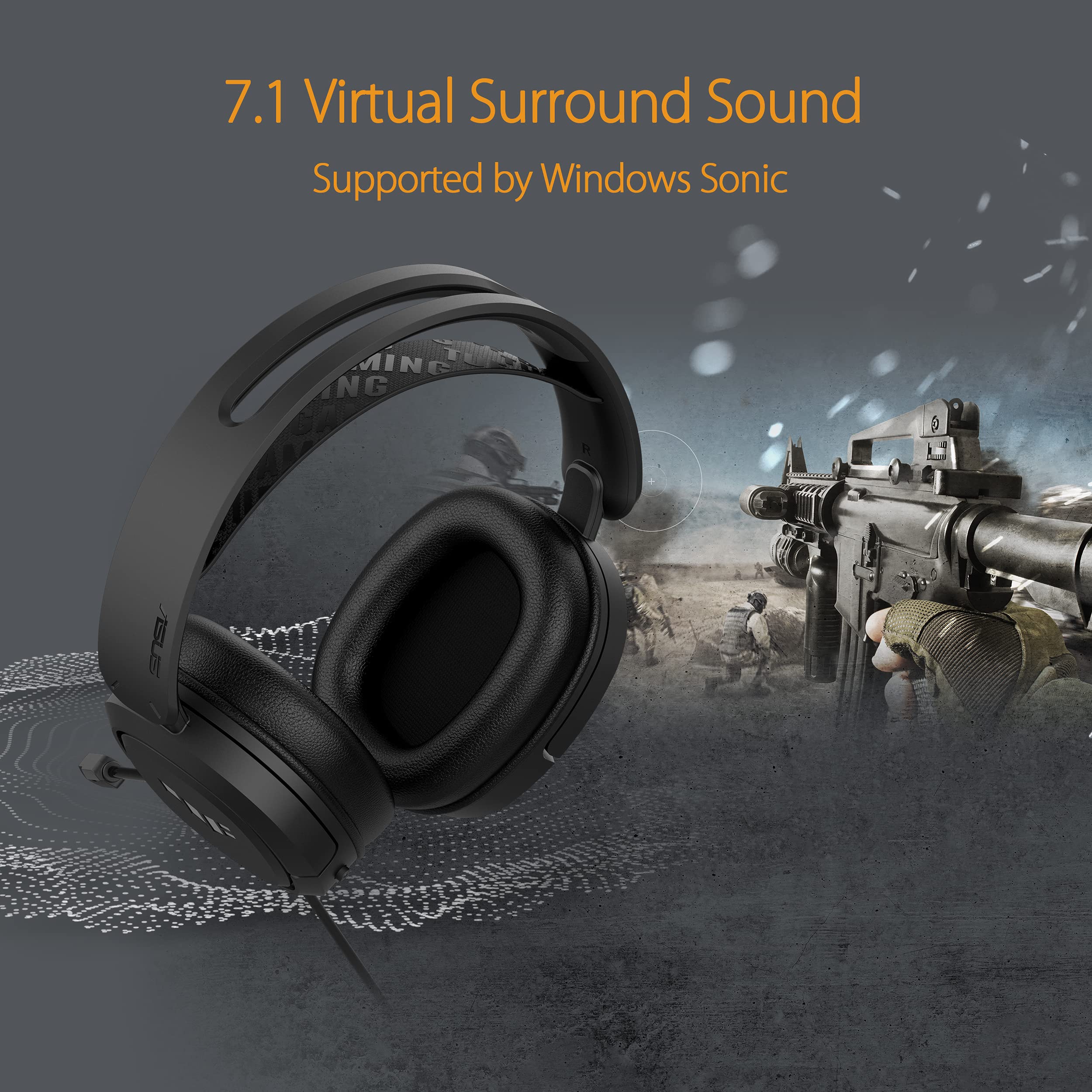 ASUS TUF Gaming H1 Wired Headset | Discord Certified Mic, 7.1 Surround Sound, 40mm Drivers, 3.5mm, Lightweight, for PC, Switch, PS4, PS5, Xbox One, Xbox Series X | S, and Mobile Devices โ Black
