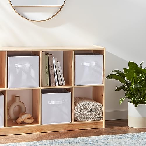 Amazon Basics Collapsible Fabric Storage Cube Organizer with Handles, 10.5 x 10.5 x 11 Inch, White - Pack of 6