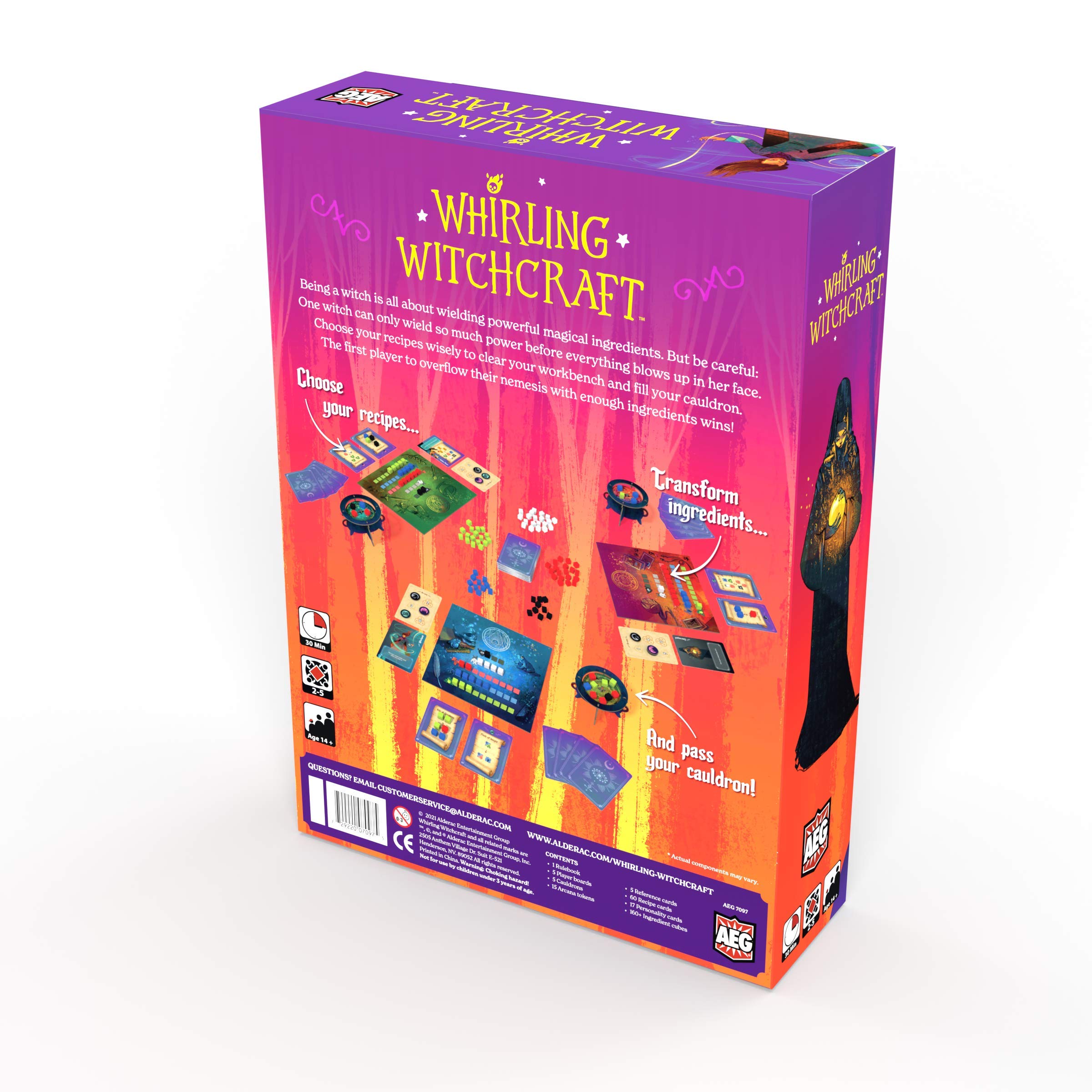 AEG Whirling Witchcraft | Use Recipes, Generate Magical Ingredients & Overflow Opponent's Cauldron | Halloween Board Game | 2-5 Players | Ages 10+