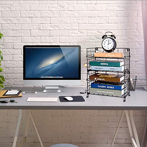 X-cosrack Adjustable Water Bottle Organizer,4-Tier Wall-Mounted Water Bottle Holder, Stackable Water Bottle Storage Rack for Kitchen Countertops,Pantry, Cabinet,Black(Patent No.: US D950,280 S)