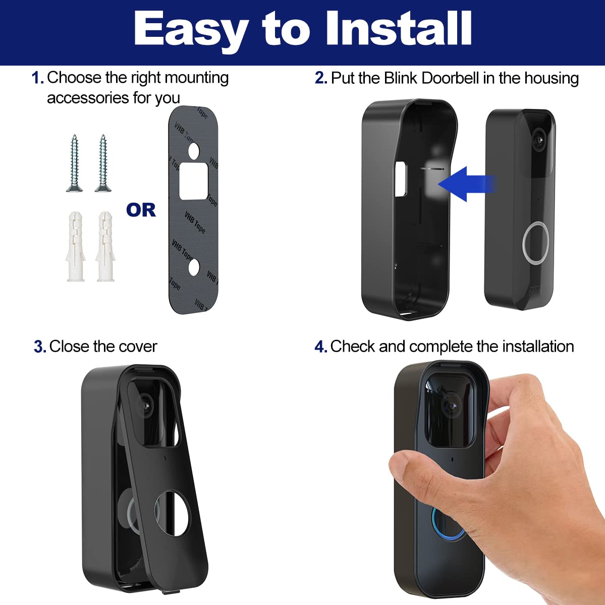 Adhesive Door Mount Compatible with Doorbell Camera,No-Drilling Mounting Bracket with Outlet Wall Mount for Sync Module 2,Easy Installation for Outdoor Camera System