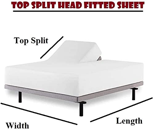 34" Top Split King Sheets- Split Head Flex King Sheets (4 Pcs)- 100% Egyptian Cotton- Flex Top King Sheets for Sleep Number Bed- 15 Inch Deep Pocket- Adjustable Split Bed Sheets- White Solid