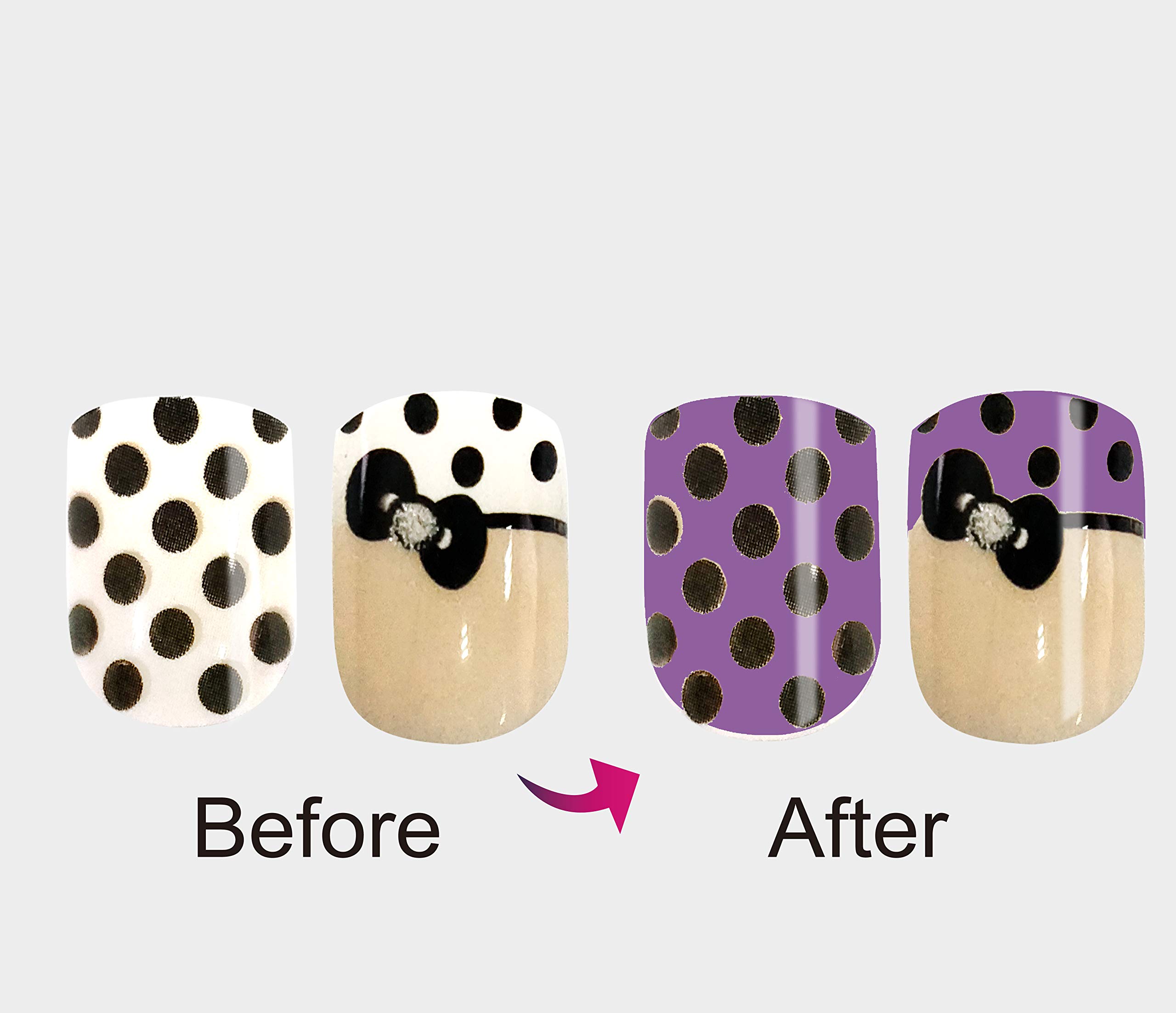 Vivace 4Pack 48Tips Color Changing Under Sun Fake Nails, Artificial Preglued Junior Sticker Nails 11461 etc (Sun 1)