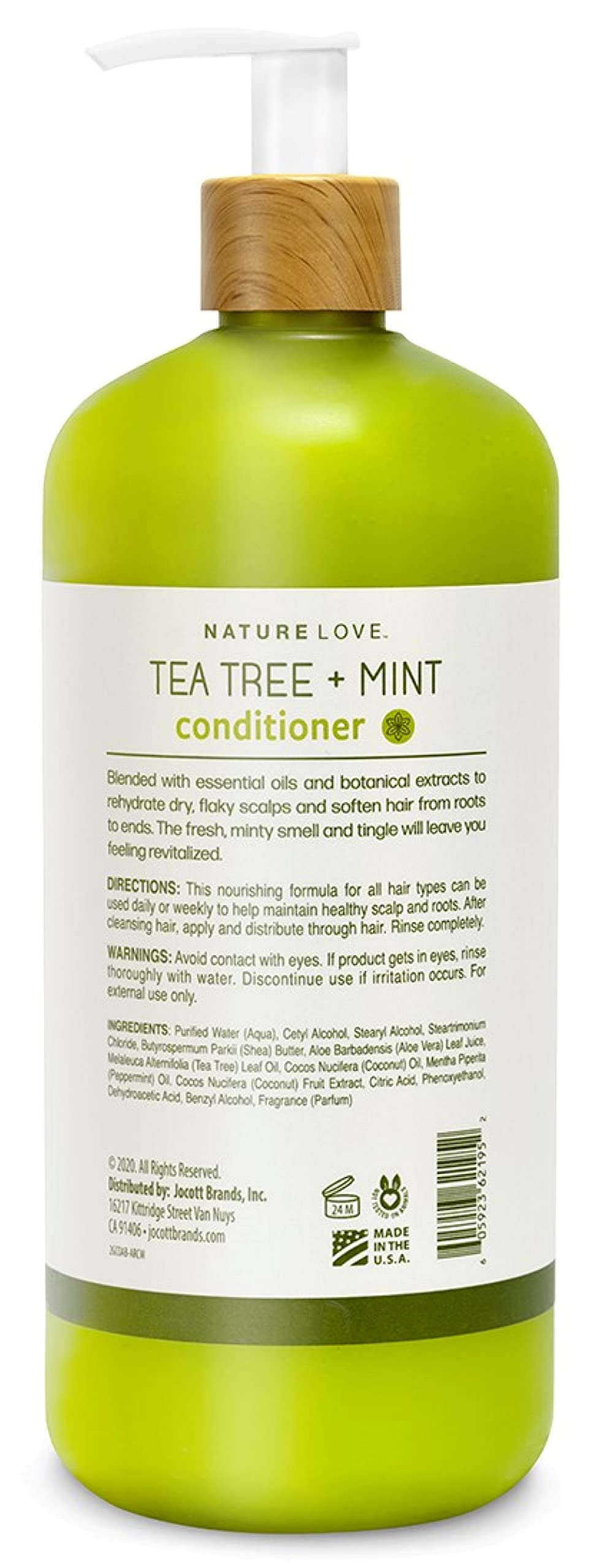 Nature Love Tea Tree + Mint Conditioner | Purify + Invigorate | Revitalizing for All Hair Types | Paraben Free, Cruelty Free, Made in USA (25 oz)