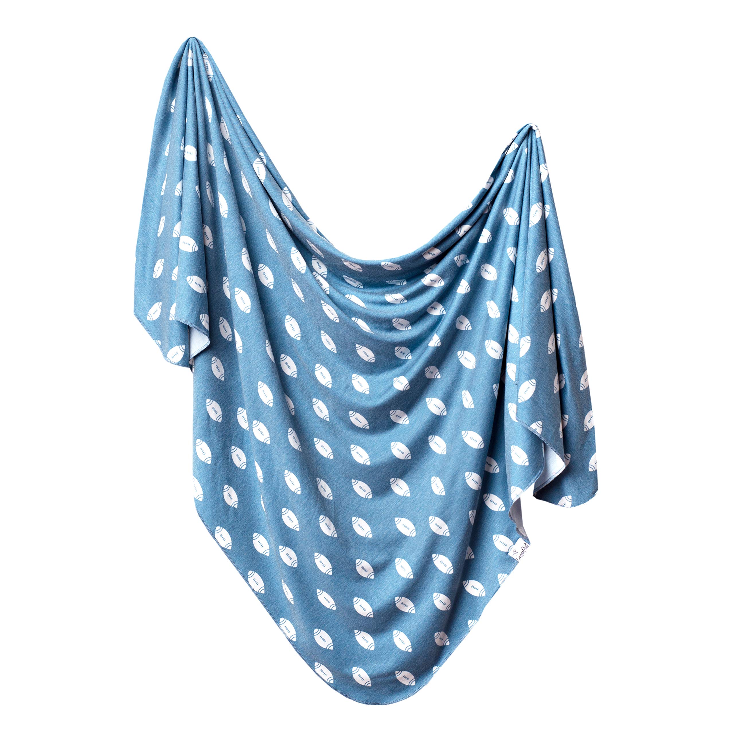 Large Premium Knit Baby Swaddle Receiving Blanket "Quarterback" by Copper Pearl