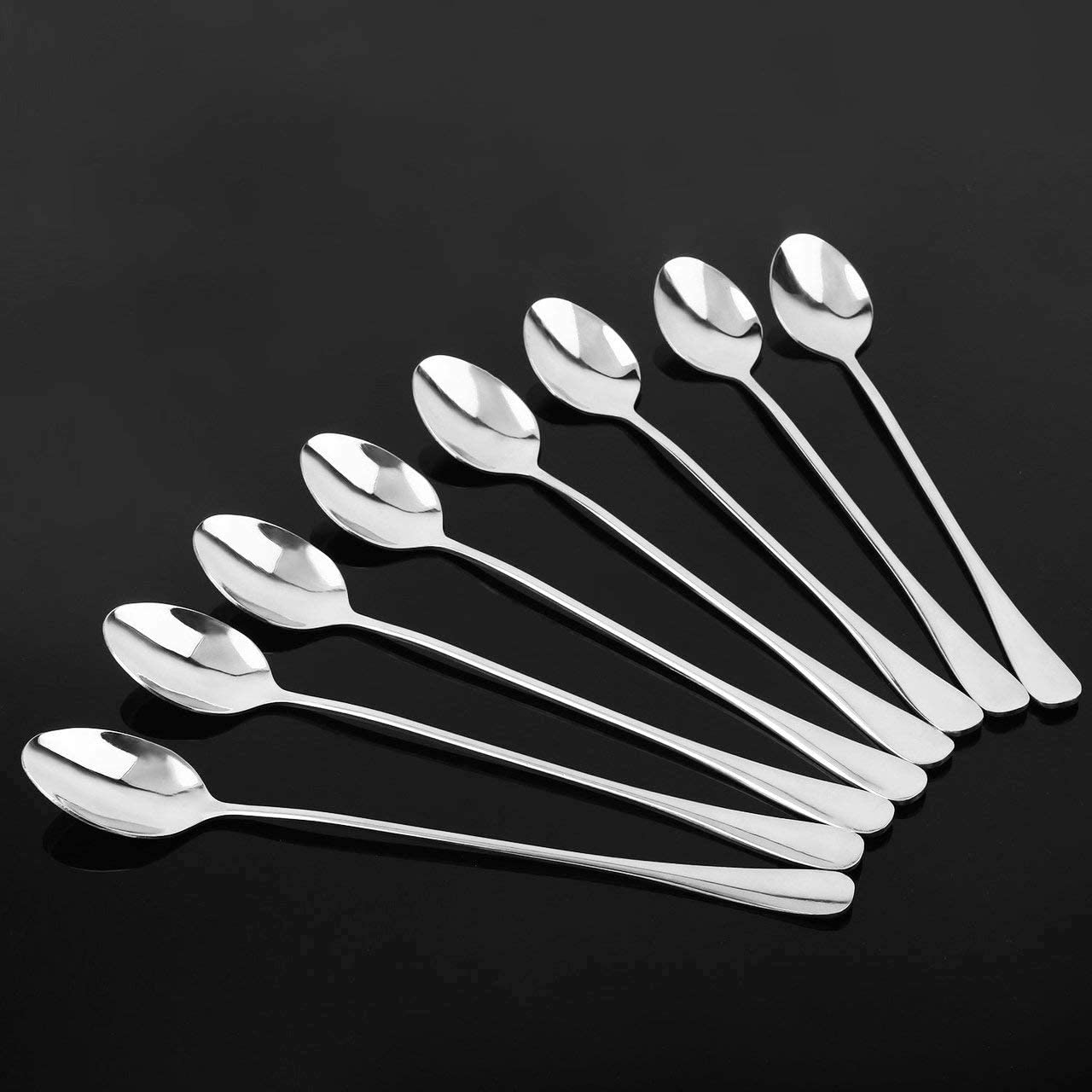 8 Pack Cocktail Spoon Long Handle 9-Inch Ice Tea Spoons Stainless Steel Coffee Ice Cream Stirring Spoon Mixing Spoons