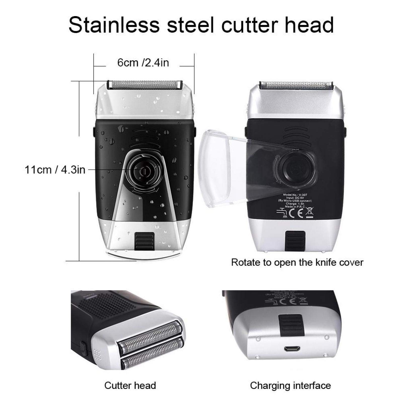 Electric Foil Shavers for Men, Mens Beard Shaver Lithium Electric Men's Multifunctional 2 in 1 Foil Trimmer Shaving Machine Clippers for Hair Cutting