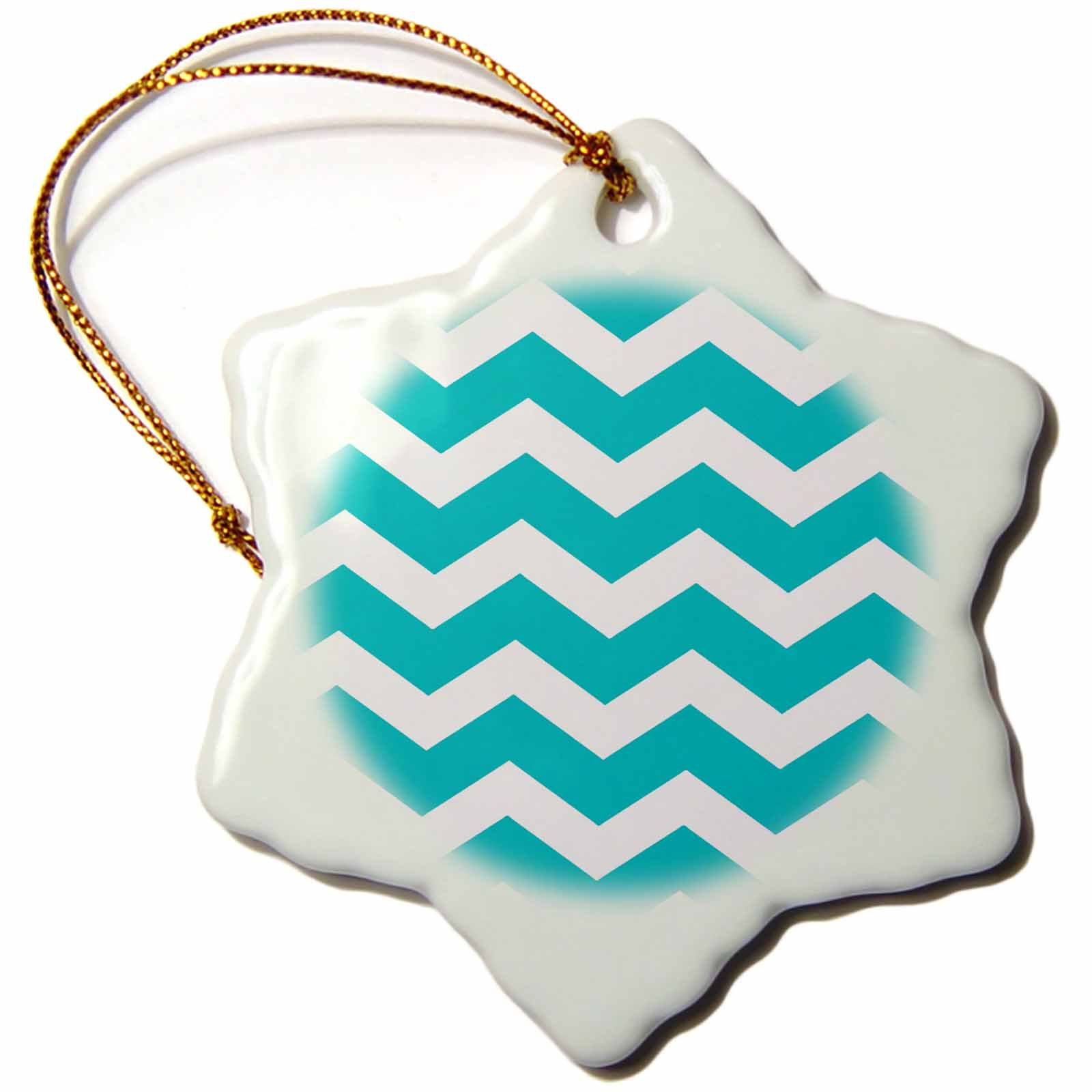 3dRose Turquoise Chevron Zig zag Pattern-Teal Aqua Blue Stylish Zigzags Snowflake Ornament